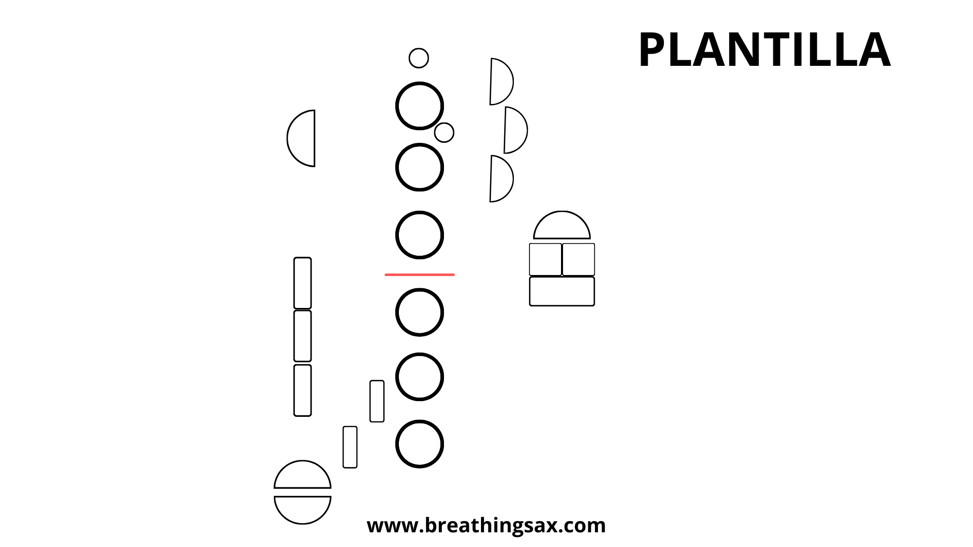 Posiciones del registro medio del Saxofón alto (mib) – Breathing Sax